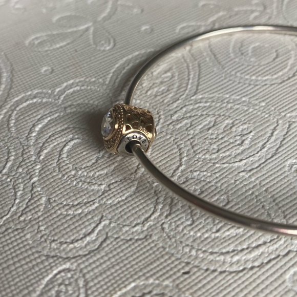 Pandora | Jewelry | Pandora Essence Bangle 4k Gold Love Charm | Poshmark